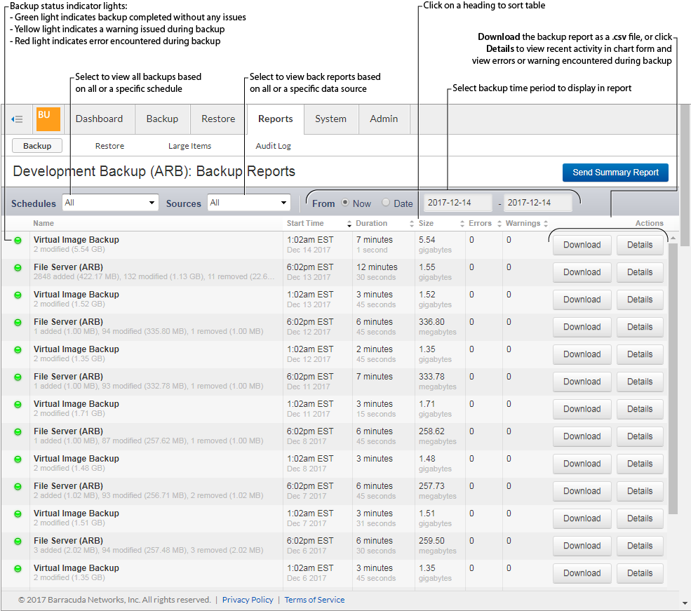 Reports Page | Barracuda Campus