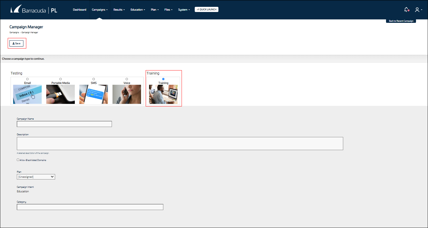 Creating and Running a Training Campaign | Barracuda Campus
